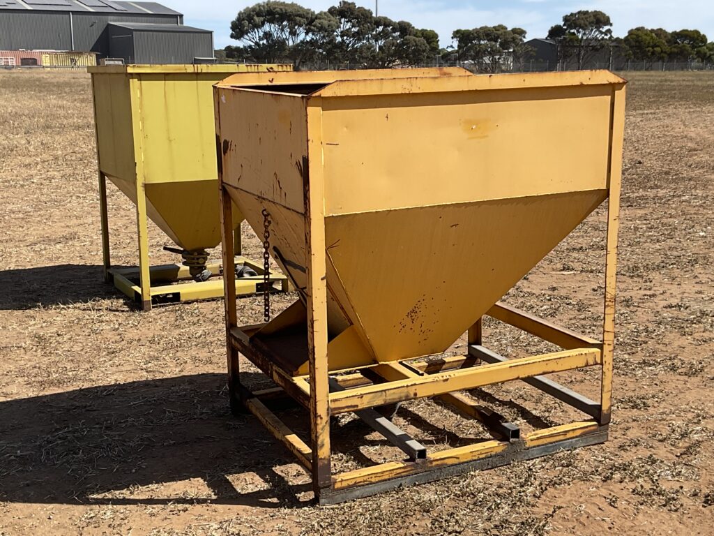 2x Hopper Bins with Forklift Points - DRM Equipment