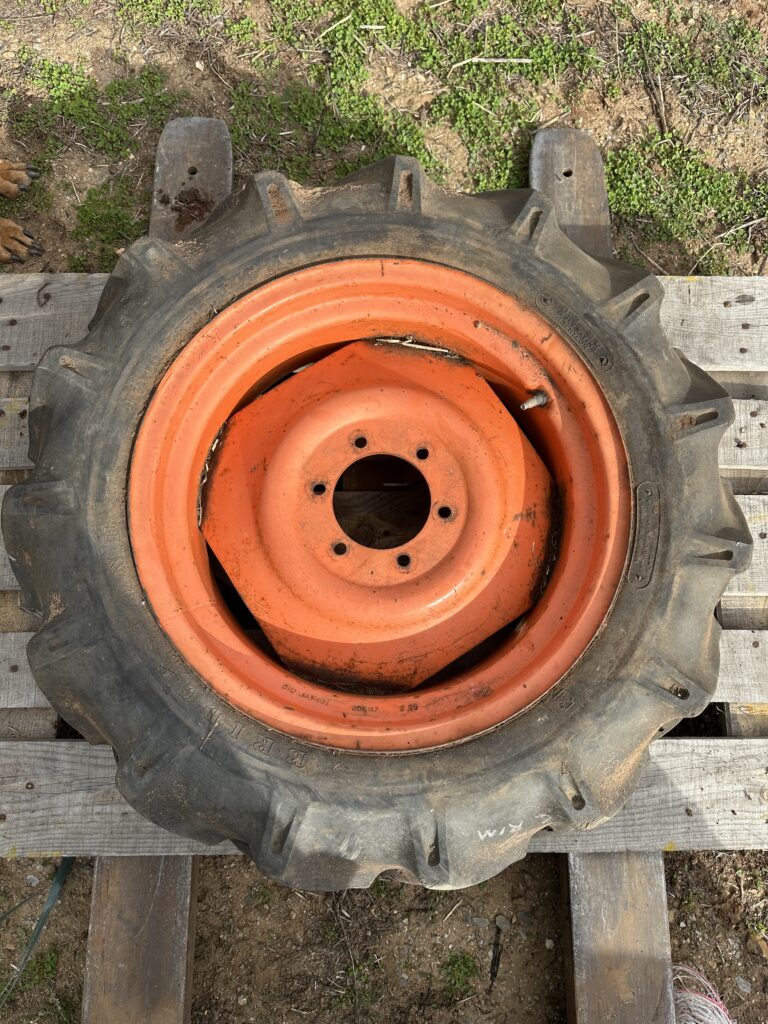 Pair of 8.3-20 Bridgestone 6 Ply Tyres on Kubota Rims. - DRM Equipment